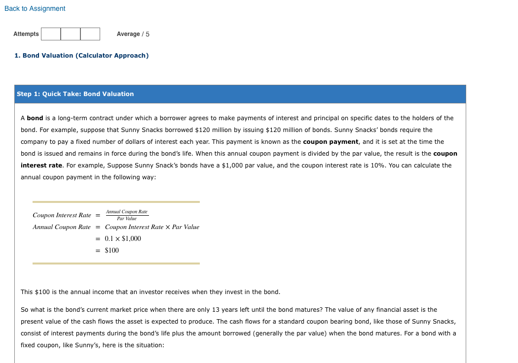 Solved 1. Bond Valuation (Calculator Approach) Step 1: Quick | Chegg.com