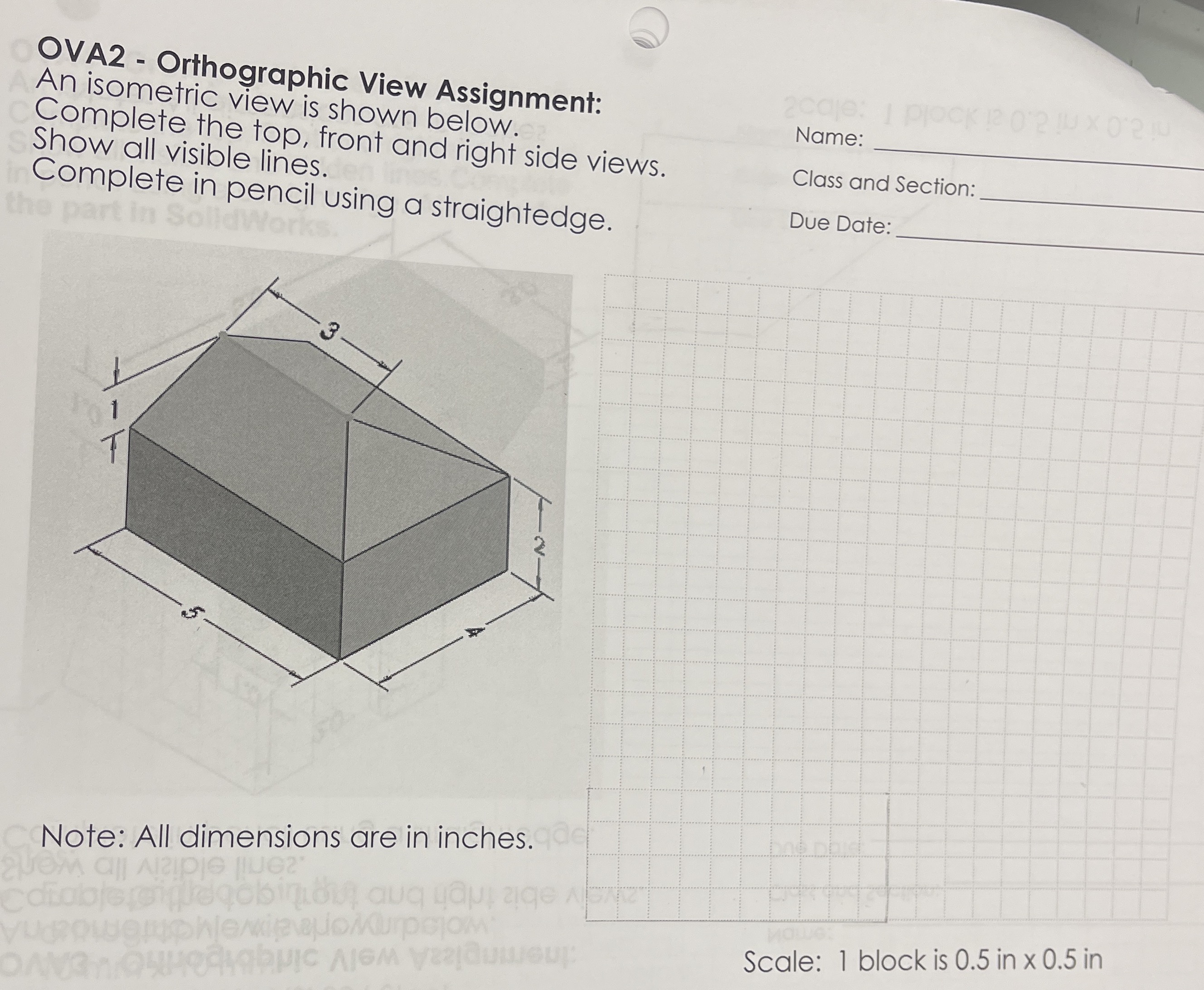 Solved OVA2 - Orthographic View Assignment: An isometric | Chegg.com