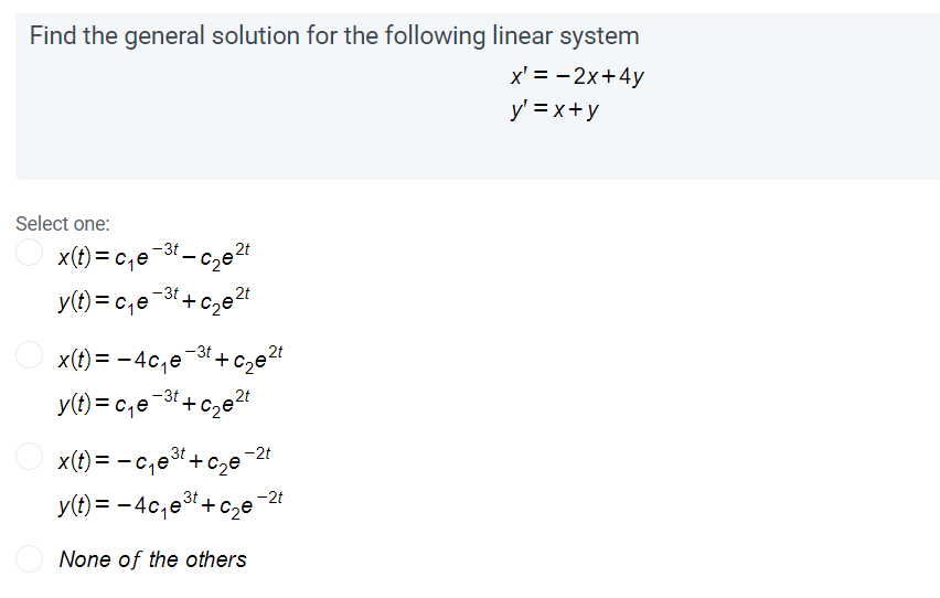 Solved Find the general solution for the following linear | Chegg.com