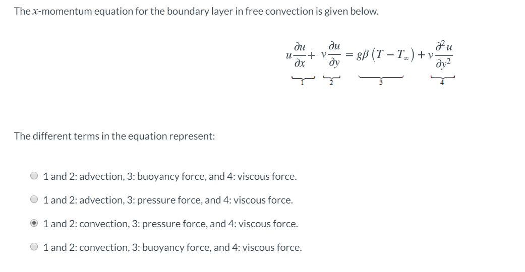 Solved The x-momentum equation for the boundary layer in | Chegg.com