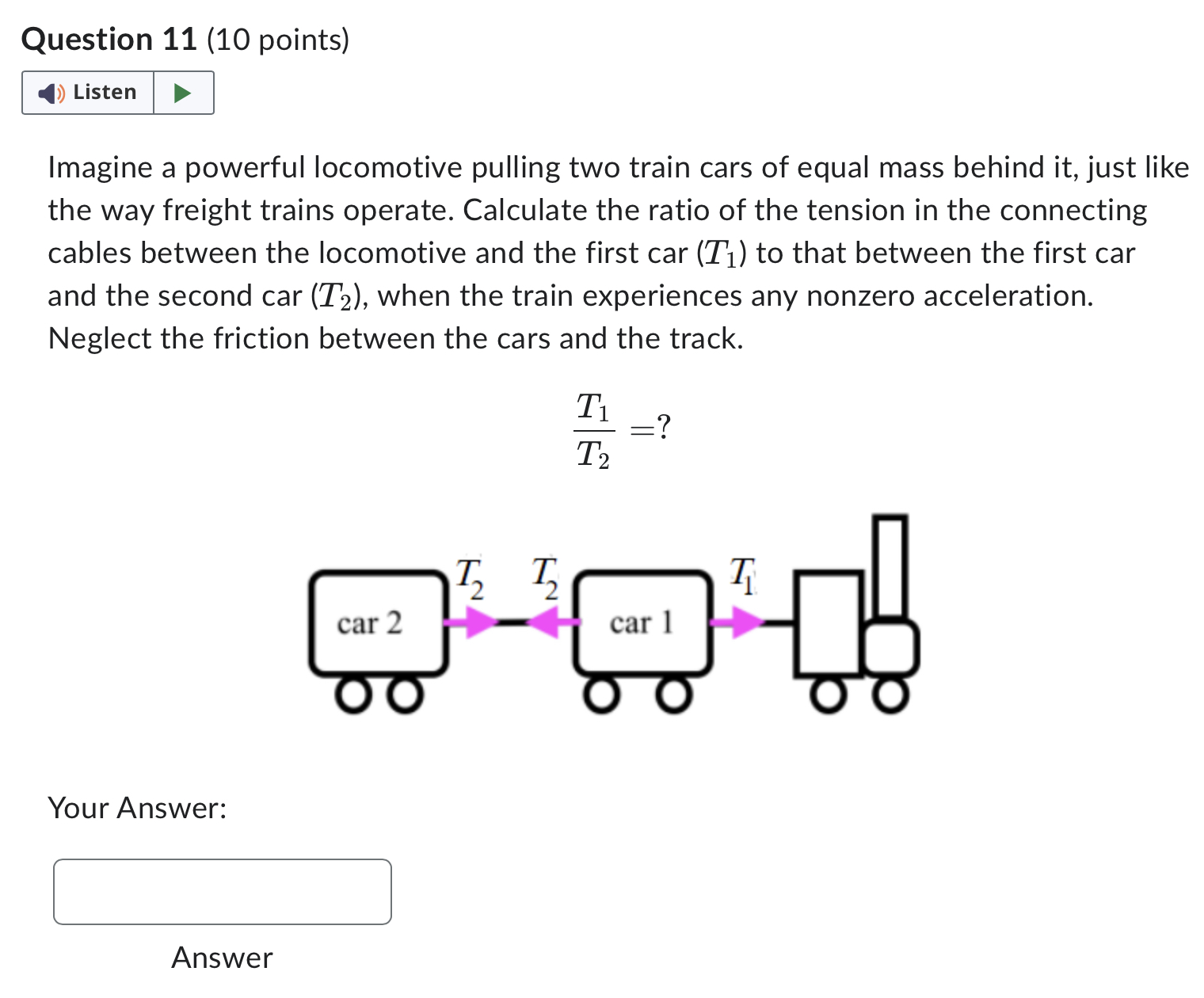 Solved Imagine a powerful locomotive pulling two train cars | Chegg.com