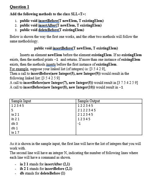 Solved Question 1 Add the following methods to the class | Chegg.com
