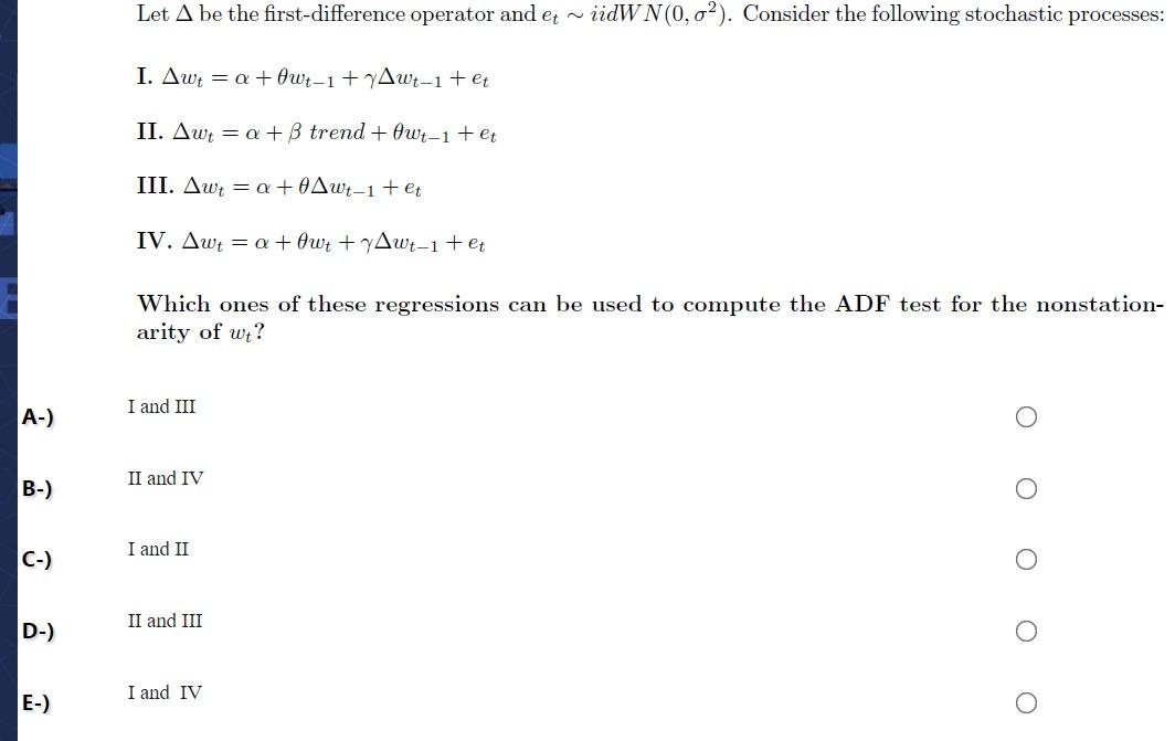 Solved Let A be the first-difference operator and et ~ | Chegg.com