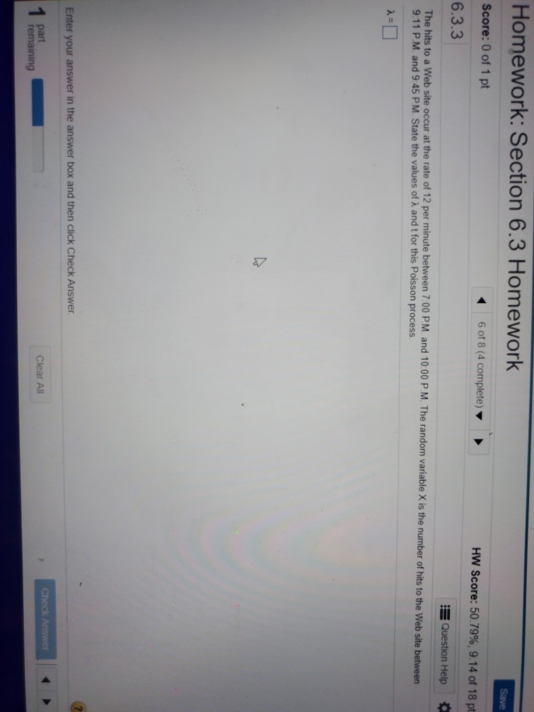 Solved Save Homework Section 6 3 Homework Score 0 Of 1 Pt