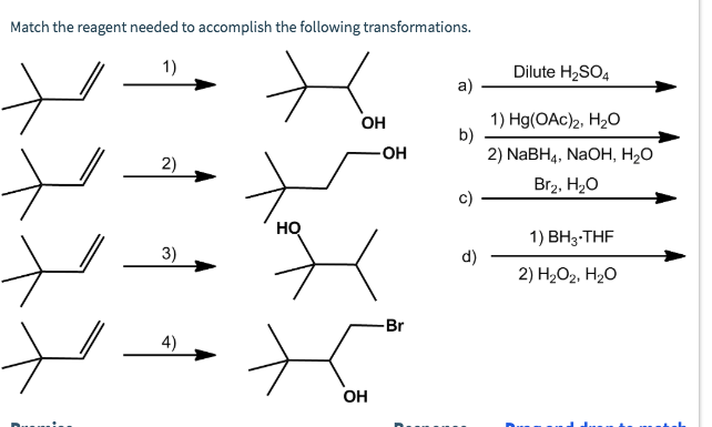 Solved Match the reagent needed to accomplish the following | Chegg.com