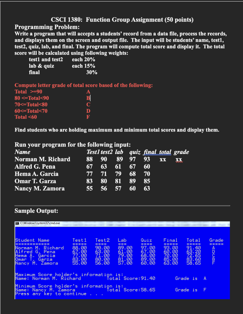 Solved Write a program that will accepts a students’ record | Chegg.com