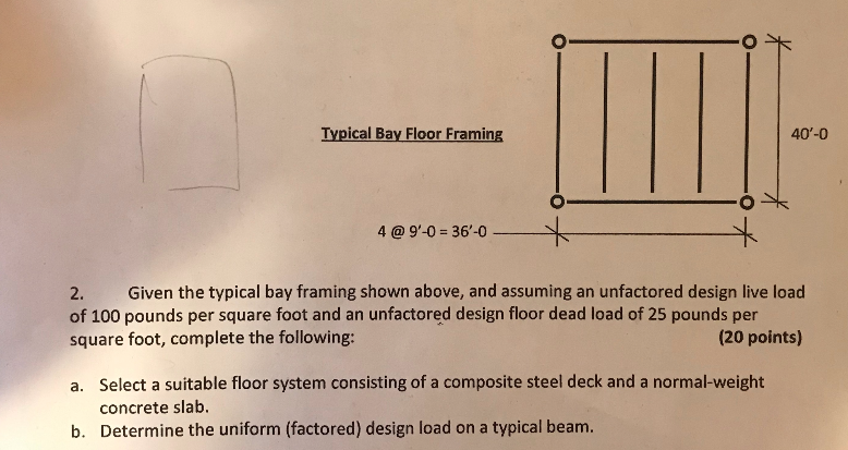 Typical Bay Floor Framing 40'-0 4 @ 9-0 = 36-0 2. | Chegg.com