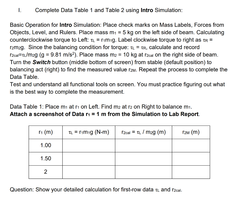 1. Complete Data Table 1 and Table 2 using Intro | Chegg.com