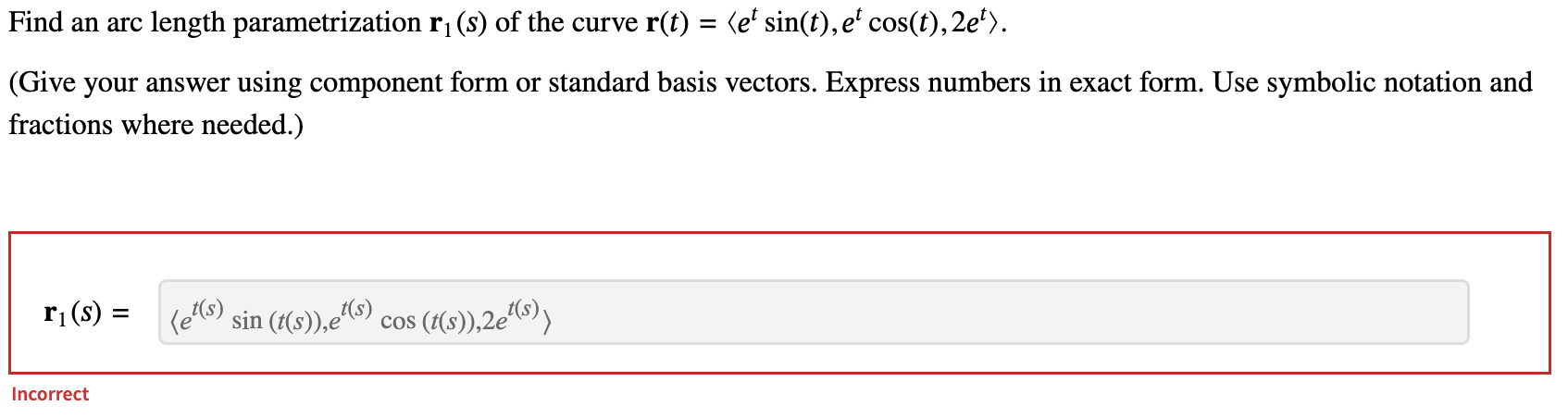 Solved Find an arc length parametrization r1(s) ﻿of the | Chegg.com