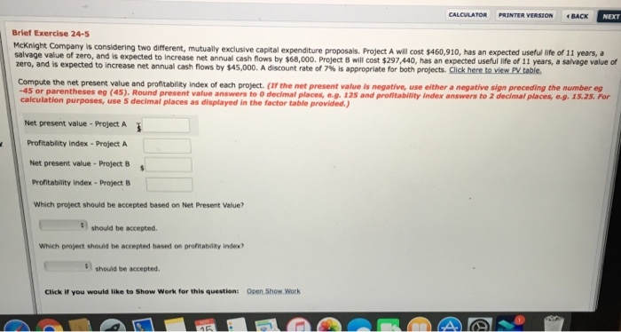 Solved CALCULATOR PRINTER VERSION BACK NEXT Brief Exercise | Chegg.com