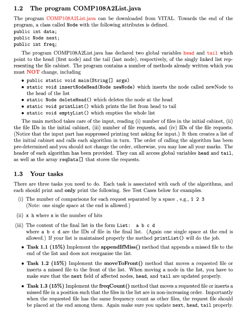 JAVA Problem /* Time Complexity and explanation: f | Chegg.com