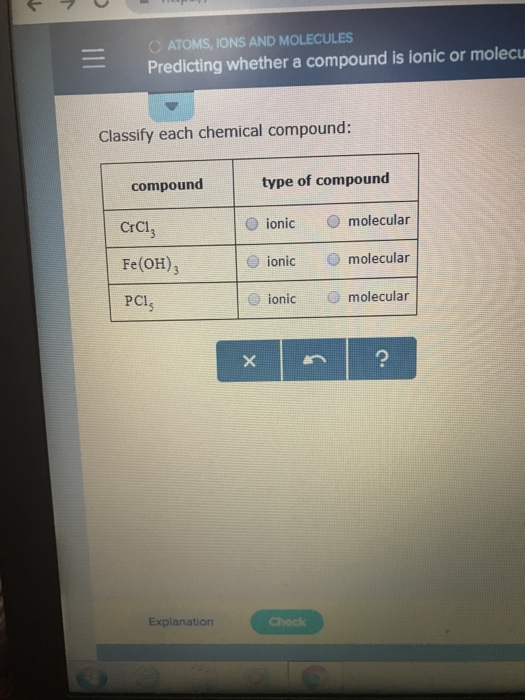 Solved O ATOMS, IONS AND MOLECULES Predicting whether a | Chegg.com