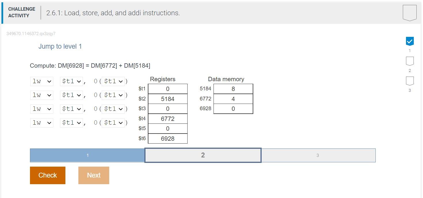 Solved CHALLENGE ACTIVITY 2.6.1: Load, store, add, and addi | Chegg.com