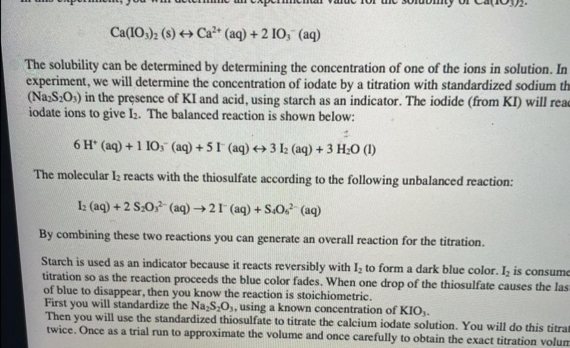 Solved Ca(IO3)2 (s) Ca2+ (aq) + 2 10; (aq) The solubility | Chegg.com