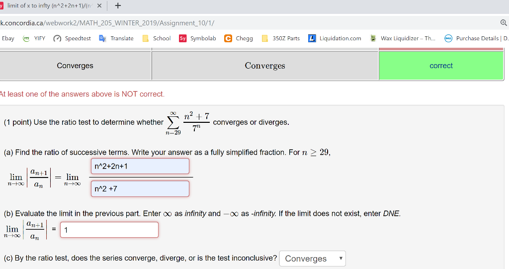 Solved limit of x to infty (nA2 +2n+ 1)/(n + | Chegg.com