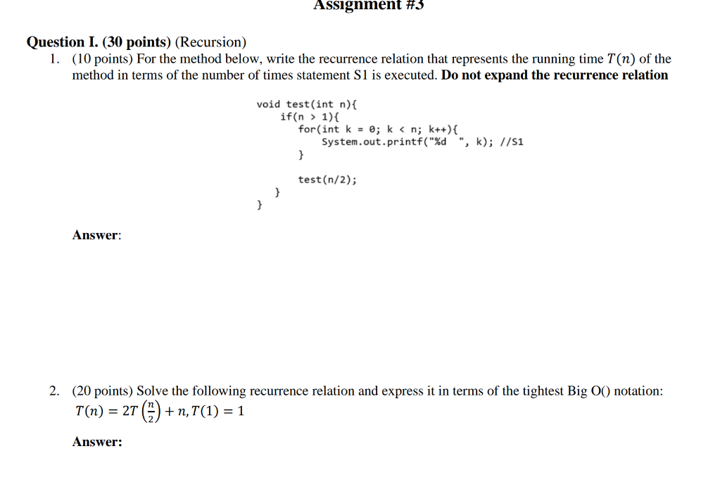 Solved Question I 30 Points Recursion 1 10 Points 