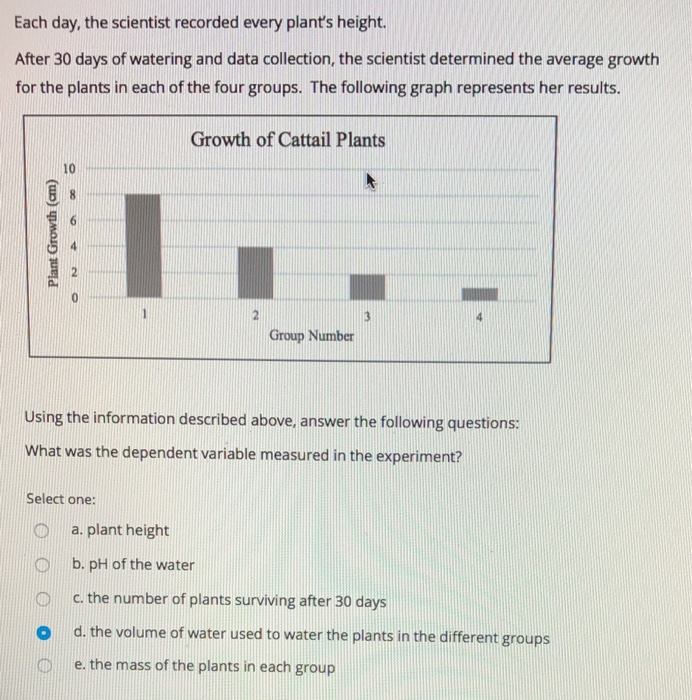Solved Each day, the scientist recorded every plant's | Chegg.com