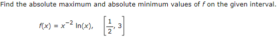 Solved Find the absolute maximum and absolute minimum values | Chegg.com