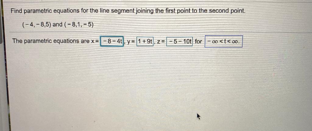 Solved Find Parametric Equations For The Line Segment