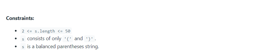 Solved Given a balanced parentheses string s, return the | Chegg.com