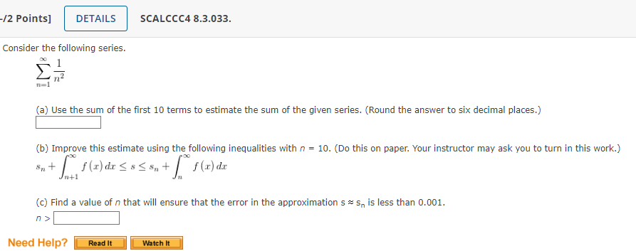 Solved SCALCCC4 8.3.033. Consider the following series. | Chegg.com