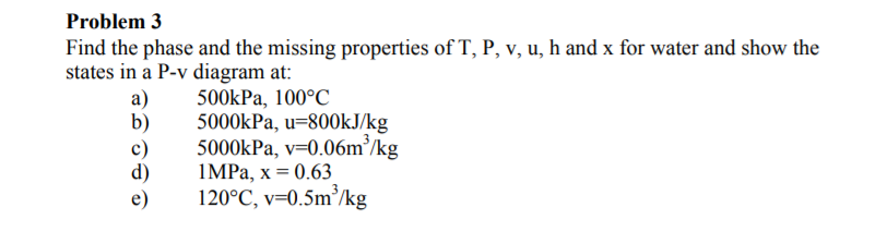 Solved Problem 3 Find the phase and the missing properties | Chegg.com