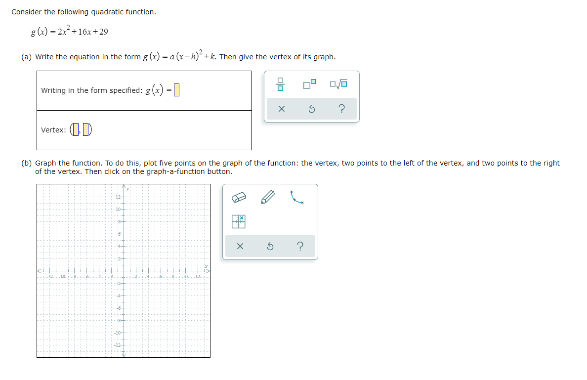 Solved Consider the following quadratic function. g(x) = 2x² | Chegg.com