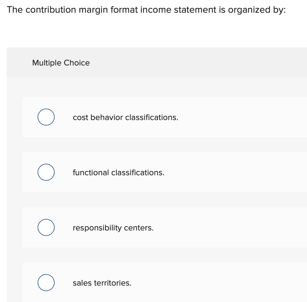 Solved The contribution margin format income statement is | Chegg.com