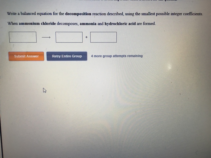 Solved Write a balanced equation for the decomposition | Chegg.com