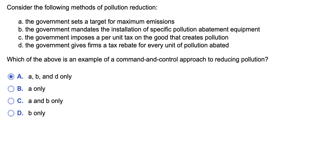 Solved Consider the following methods of pollution | Chegg.com