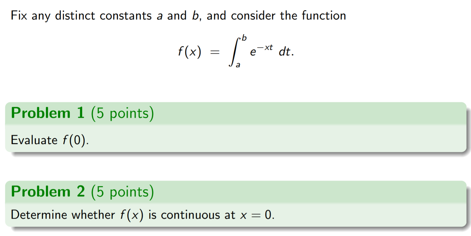 Solved Fix any distinct constants a and b, and consider the | Chegg.com