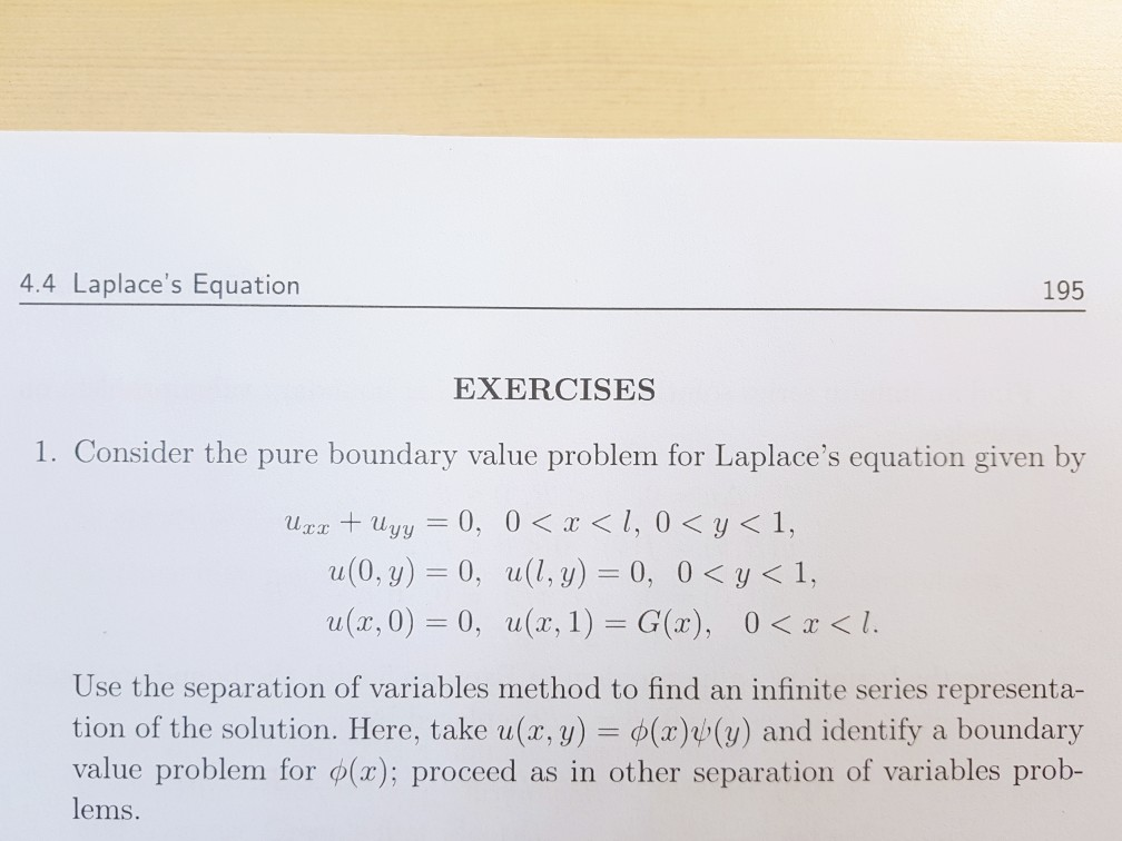 Solved 4.4 Laplace's Equation 195 EXERCISES 1. Consider the | Chegg.com
