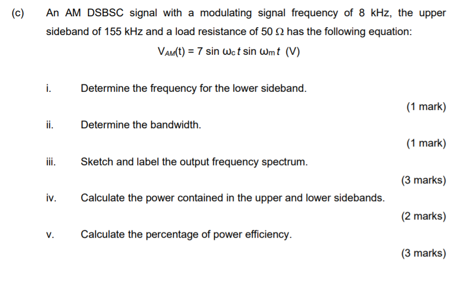 Solved () (b) The AM waveform for the modulated signal is | Chegg.com