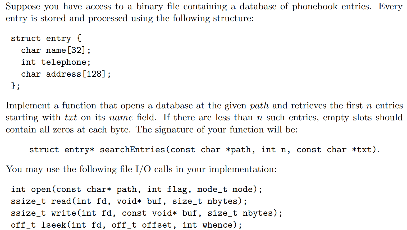 Solved Suppose you have access to a binary file containing a | Chegg.com