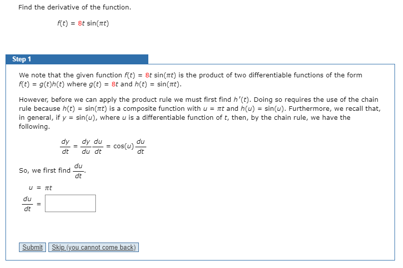 Solved Find the derivative of the function. f(t) = 8t | Chegg.com