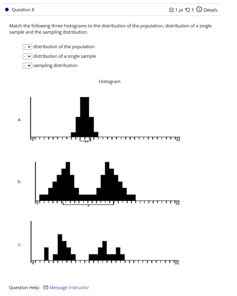 Solved Match The Following Three Histograms To The