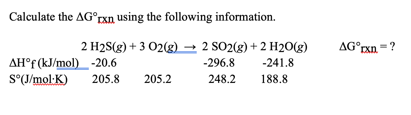 Solved Calculate the AGºrxn using the following information. | Chegg.com