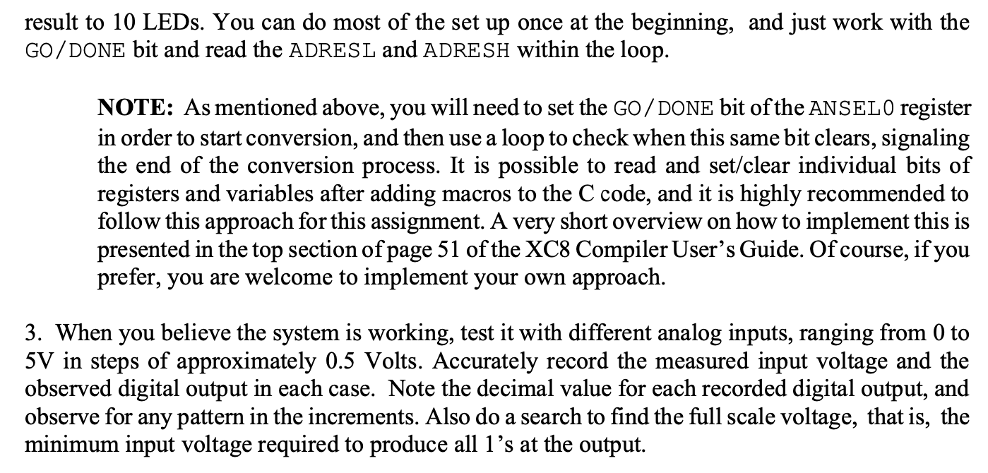 Part V - Internal ADC on PIC16F1517. 1. The Microchip | Chegg.com