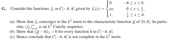 Solved Consider the functions fn in C[−π,π] given by | Chegg.com