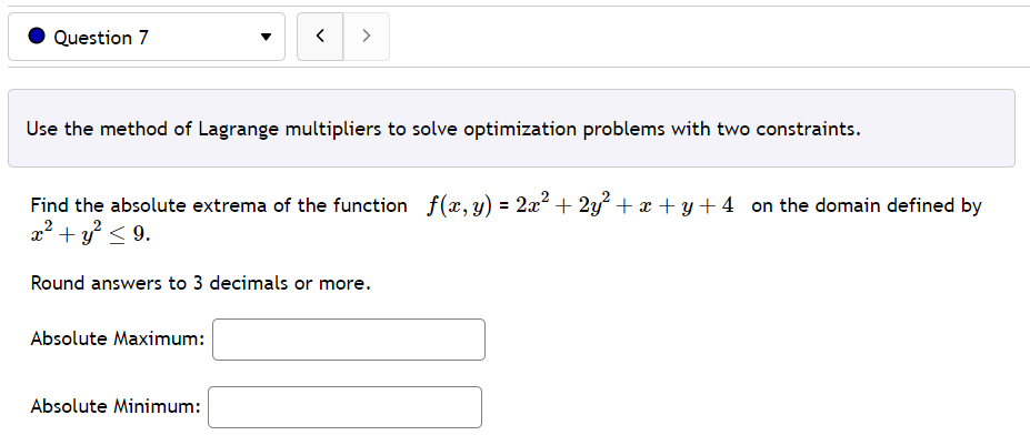Use the method of Lagrange multipliers to solve | Chegg.com