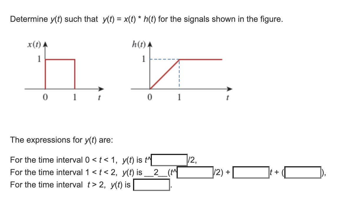 Solved Determine y(t) such that y(t) = x(t) * h(t) for the | Chegg.com