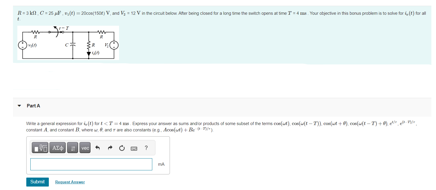 Solved t. Part A constant A, and constant B, where ω,θ, and | Chegg.com