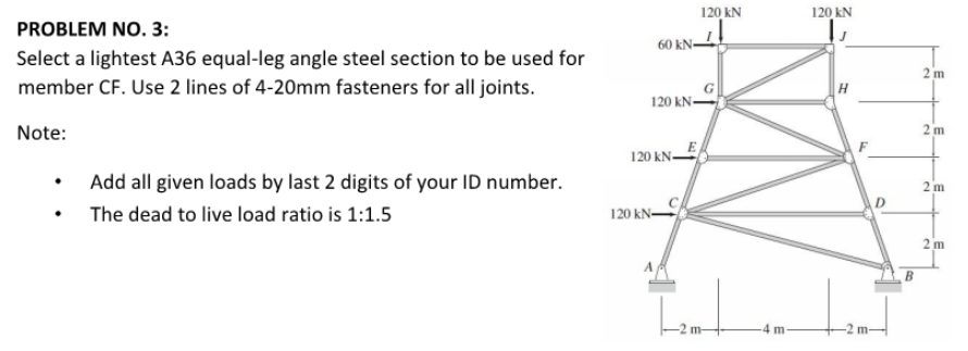 Solved 120 KN 120 KN 60 kN PROBLEM NO. 3: Select a lightest | Chegg.com