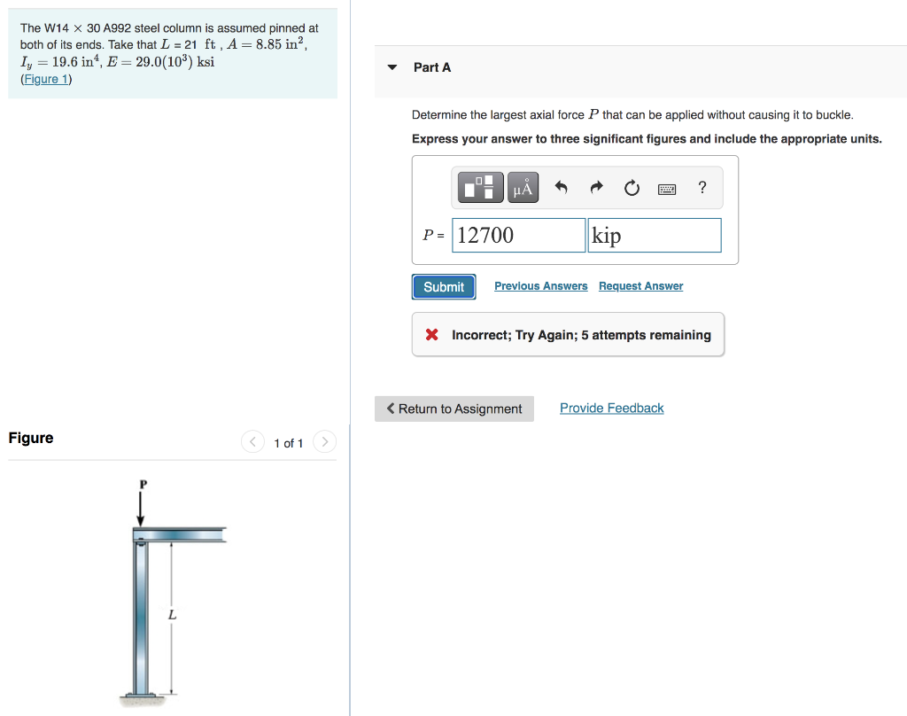 Solved The W14 X 30 A992 steel column is assumed pinned at | Chegg.com
