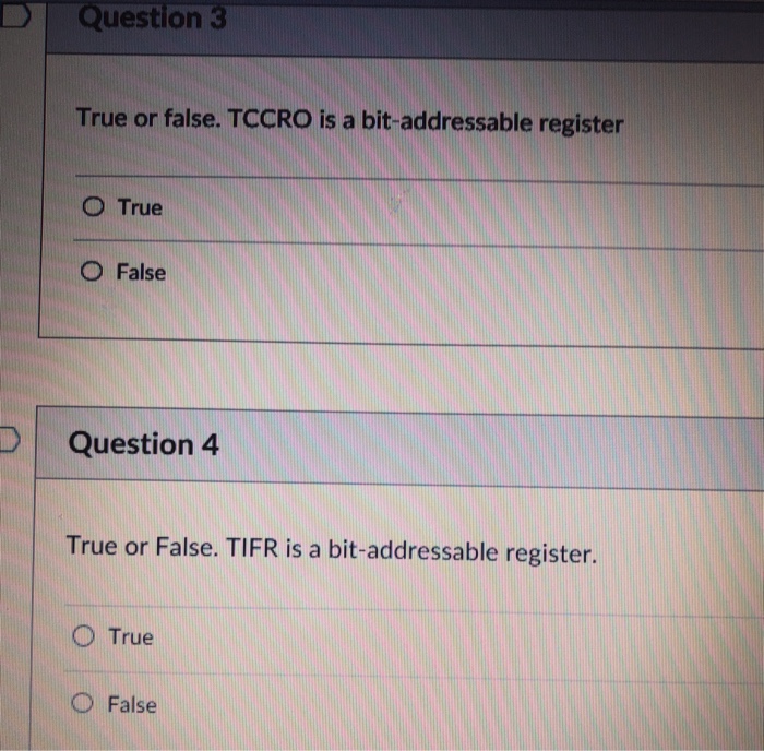 Solved D Question 1 How many timers are in the ATmega32? O 4 | Chegg.com