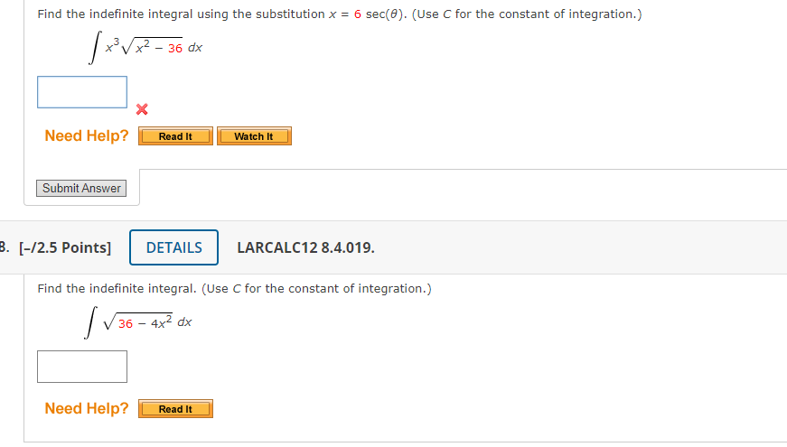 Solved Find the indefinite integral using the substitution | Chegg.com