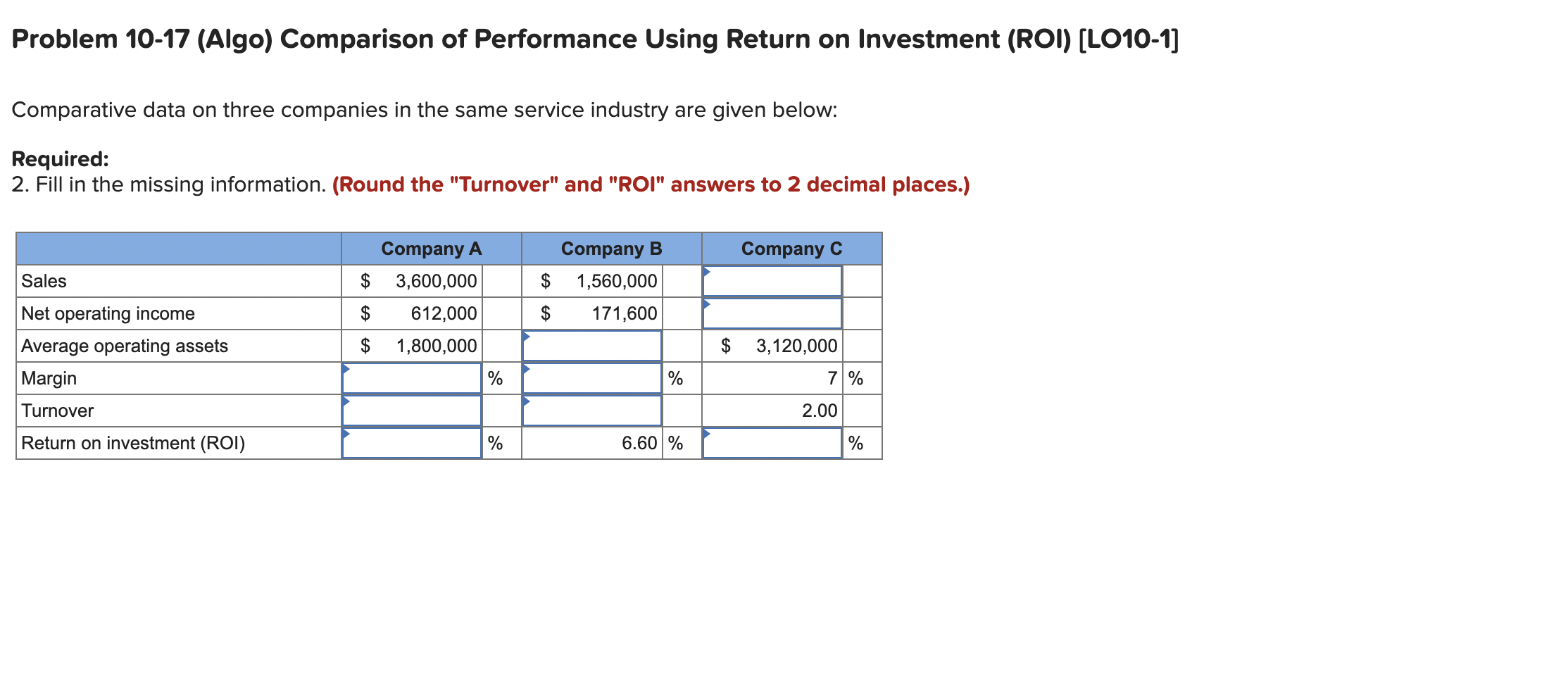 Solved Problem 10-17 (Algo) Comparison of Performance Using | Chegg.com