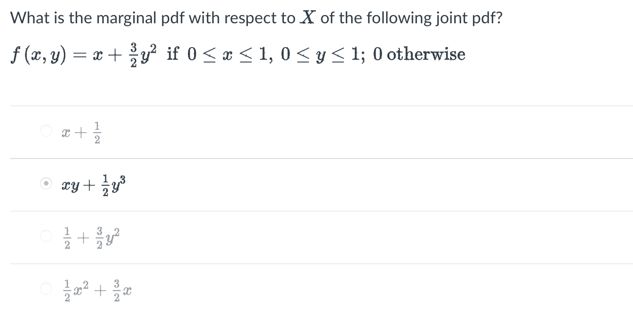 Solved What is the marginal pdf with respect to X of the | Chegg.com