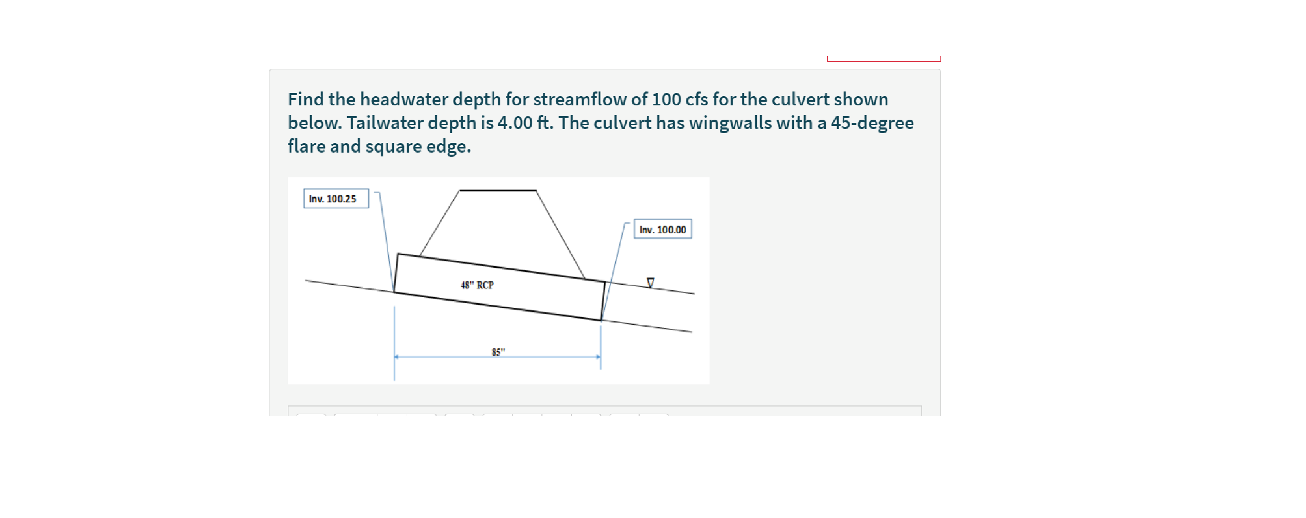 Solved Find the headwater depth for streamflow of 100 cfs | Chegg.com