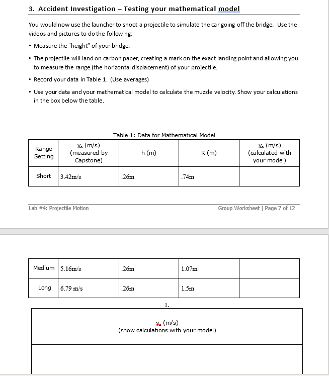 Solved 3. Accident Investigation – Testing your mathematical | Chegg.com